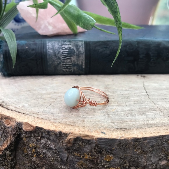 Rooted and Wired | Accessories | Handmade Gold Plated Baby Blue Ring ...